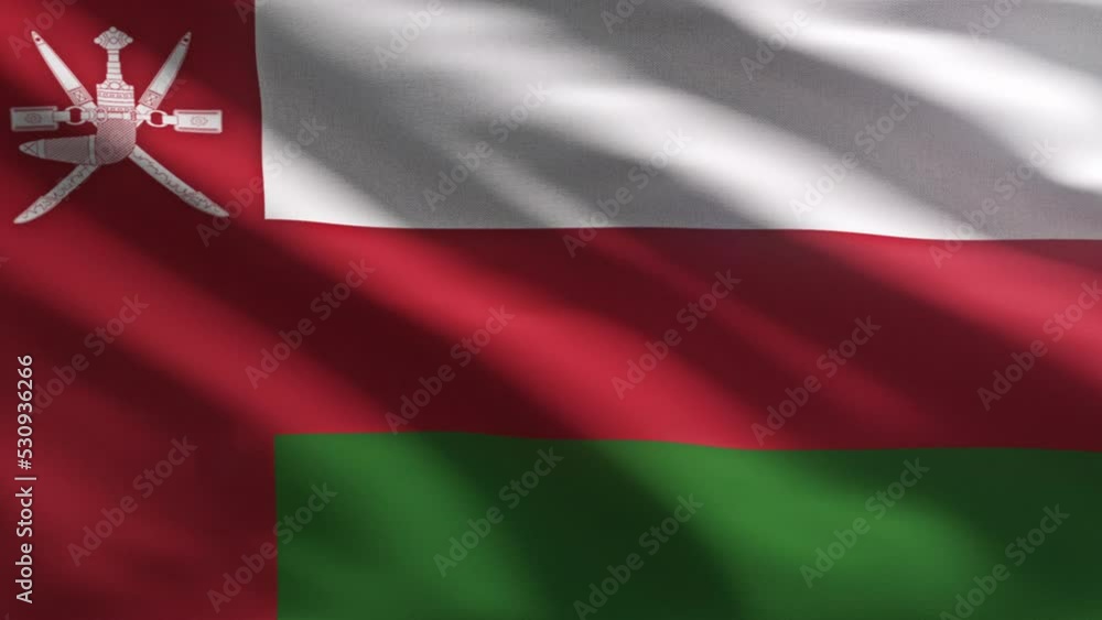Fluttering Sultanate Of Oman Arabian Country Flag With White Red And ...