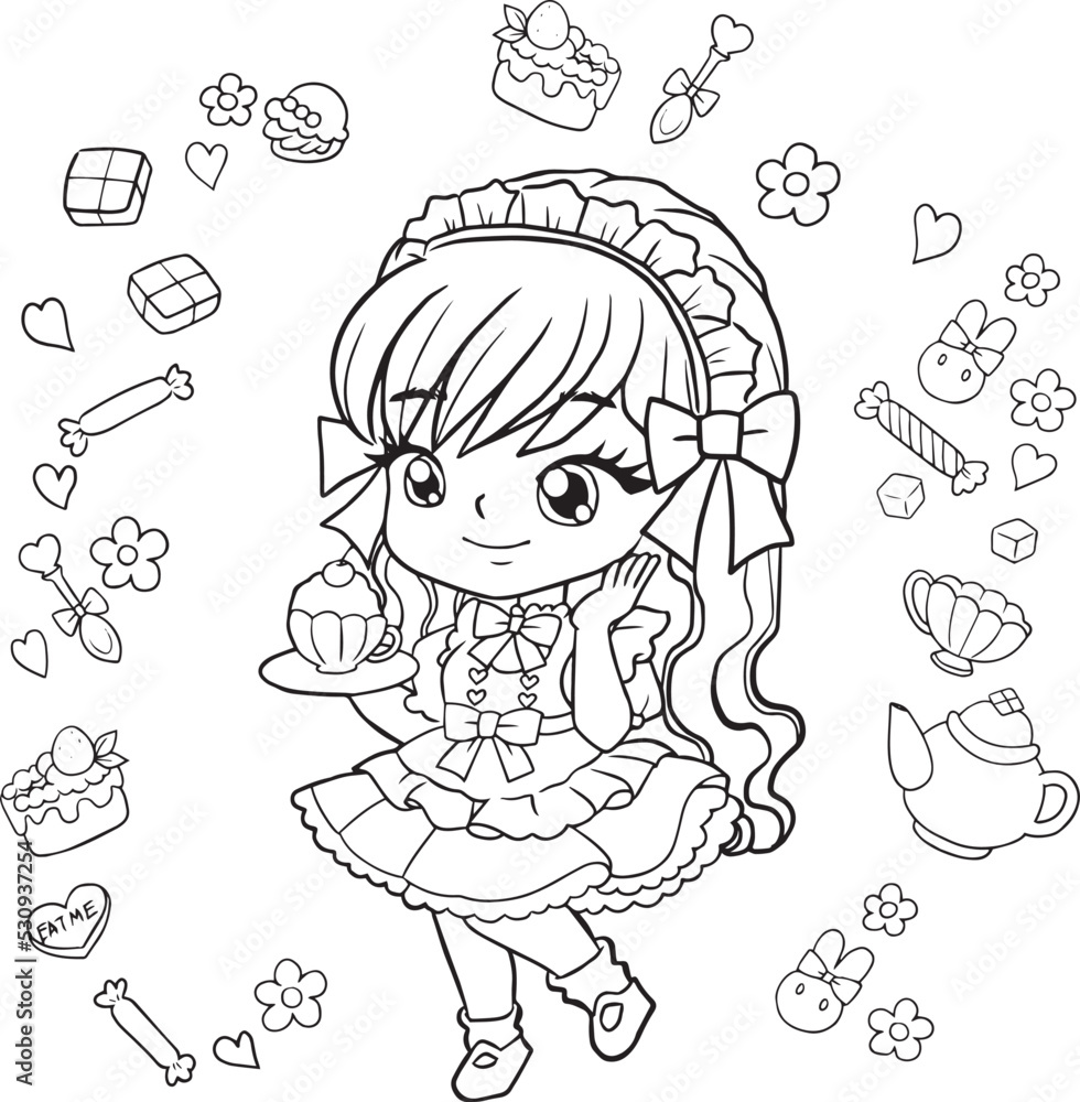 cartoon kawaii anime coloring page cute illustration clipart character ...