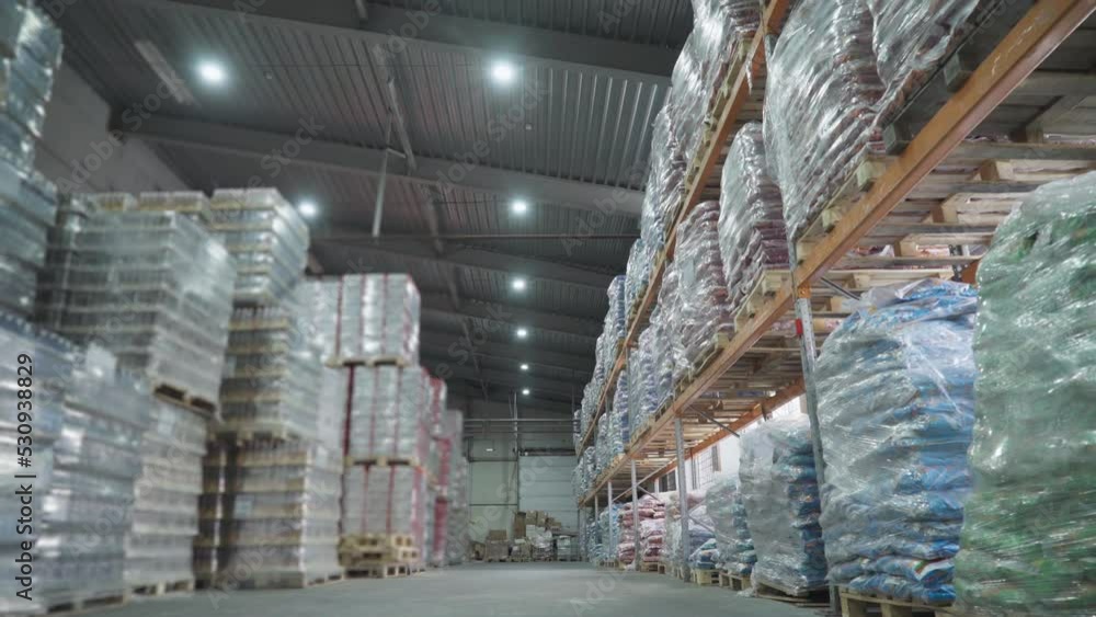 Video Stock Huge industrial warehouse facility used for cargo supply ...