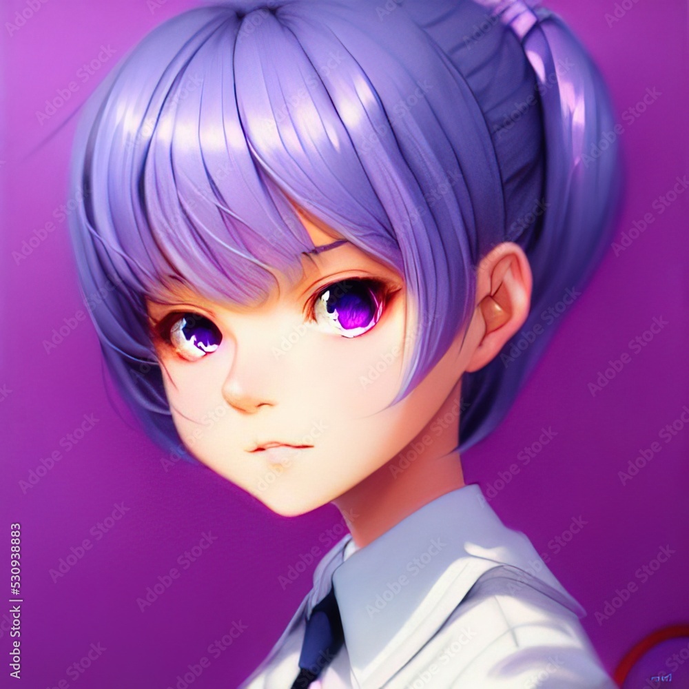 anime girl face close-up. Generative AI Technology Stock Illustration ...