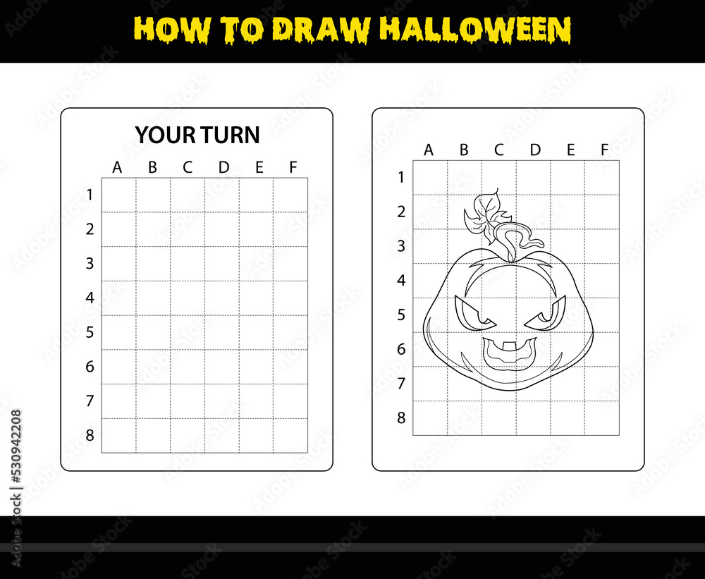 How to draw Halloween for kids. Halloween drawing skill coloring page ...