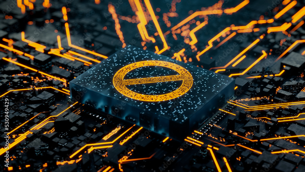 Restricted Access Technology Concept with Prohibition symbol on a ...