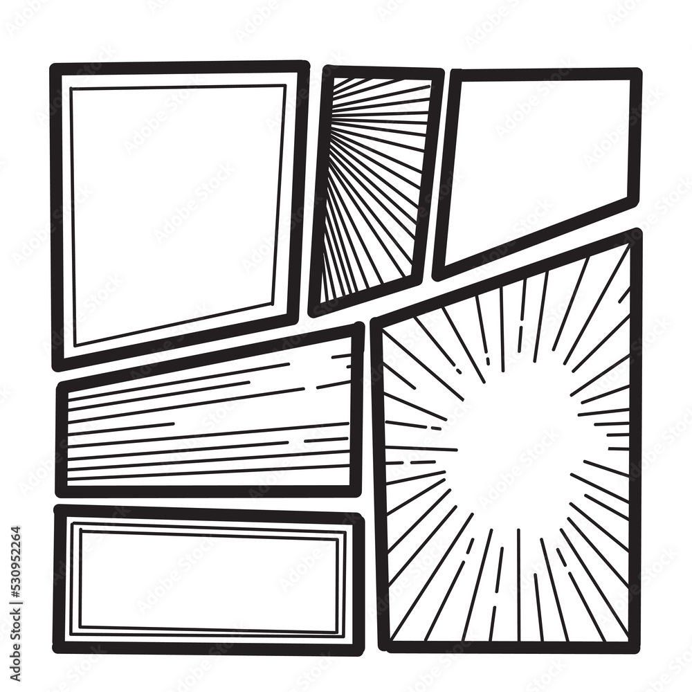 hand drawn doodle japanese comic manga frame illustration vector Stock ...