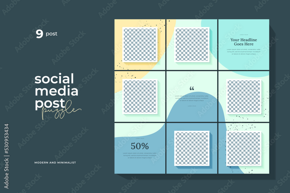 Instagram puzzle template, abstract element instagram post design ...