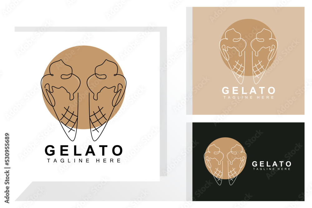 Ice Cream Gelato Logo Design, Sweet Soft Cold Food, Vector Brand ...