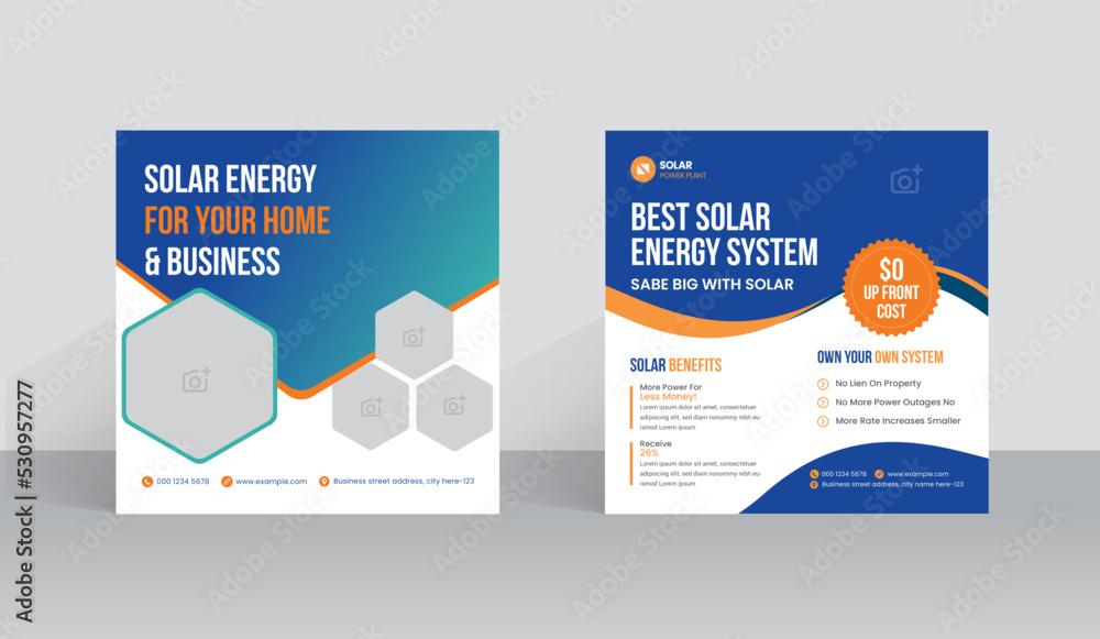 Solar panel social media post template and green energy professional ...