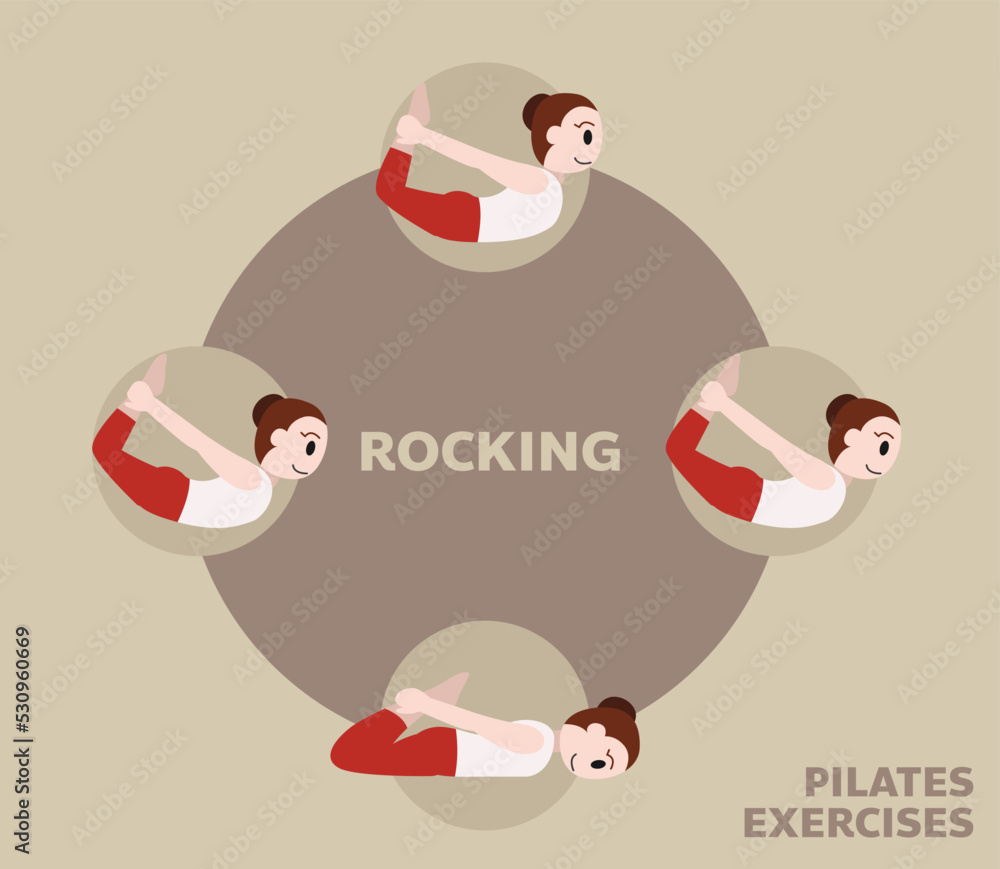 Pilates Moves Exercises Rocking Cute Cartoon Vector Illustration Stock ...