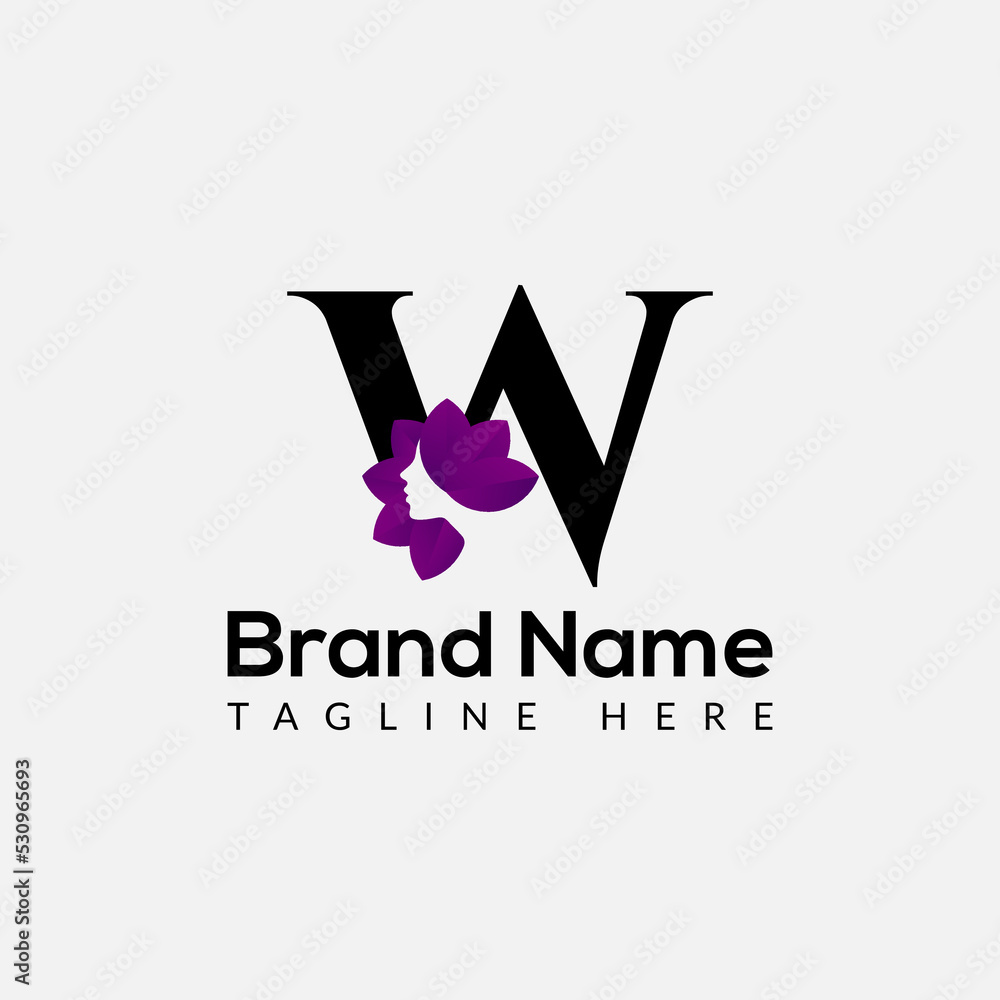 Beauty Logo On Letter W Template. Beauty On W Letter, Initial Fashion ...