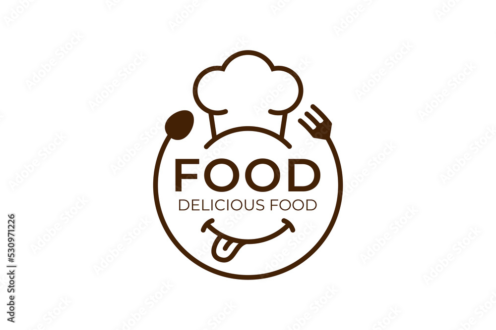 restaurant delicious food logo badge line style vector design with ...