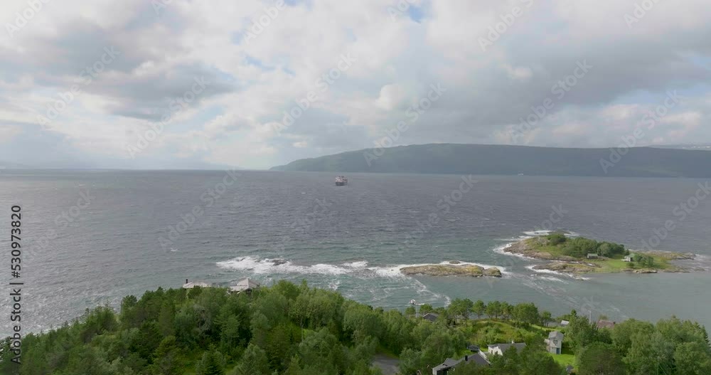 Container Ship Sailing In The Norwegian Sea Seen From Narvik In ...