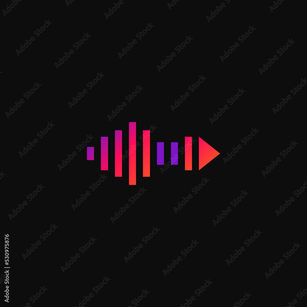 Equalizer waves combination with music control buttons. Logo design ...