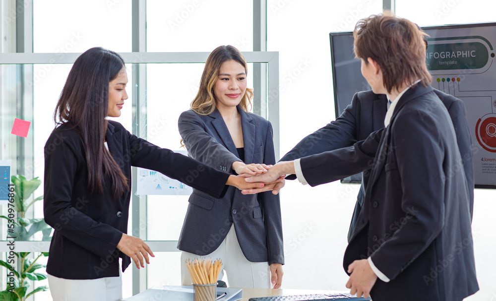 Millennial Asian successful professional male businessmen female ...