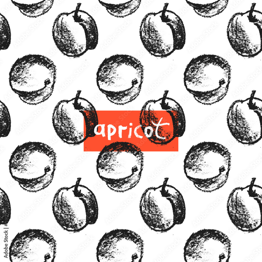 Vetor de Apricot seamless pattern. Vector nectarine wallpaper. Sketch ...