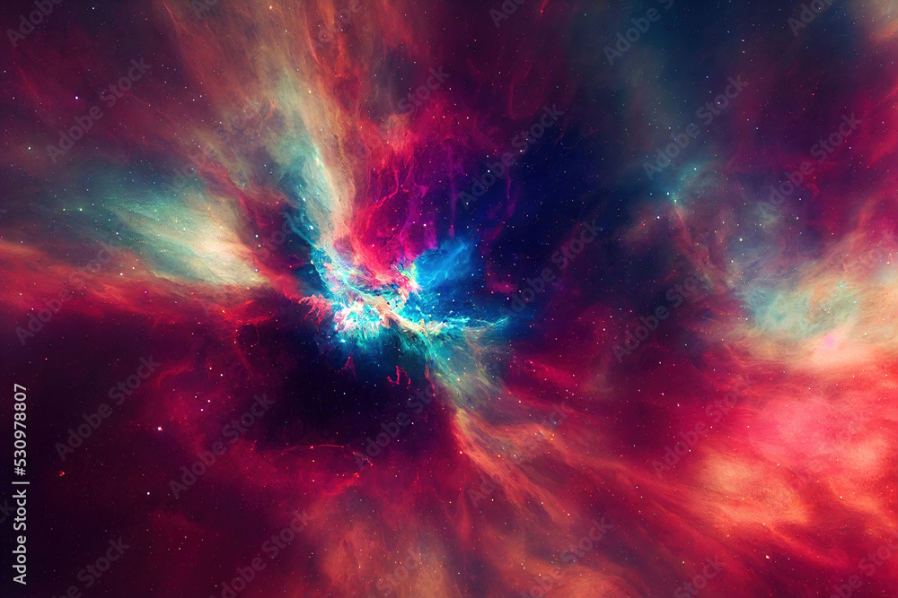 colorful nebula, abstract space galaxy background, big bang, digital ...