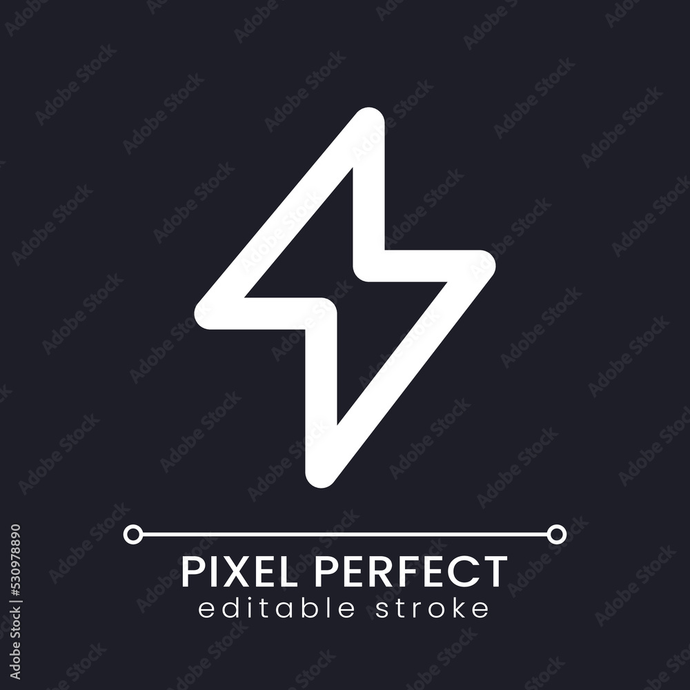 Lightning bolt pixel perfect white linear ui icon for dark theme ...