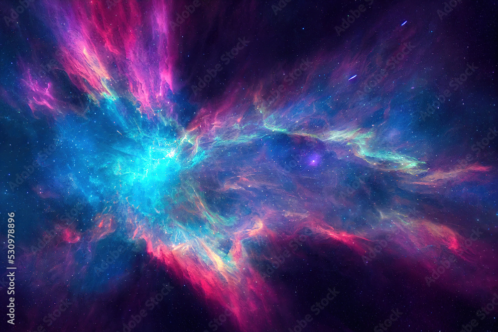 colorful nebula, abstract space galaxy background, big bang, digital ...