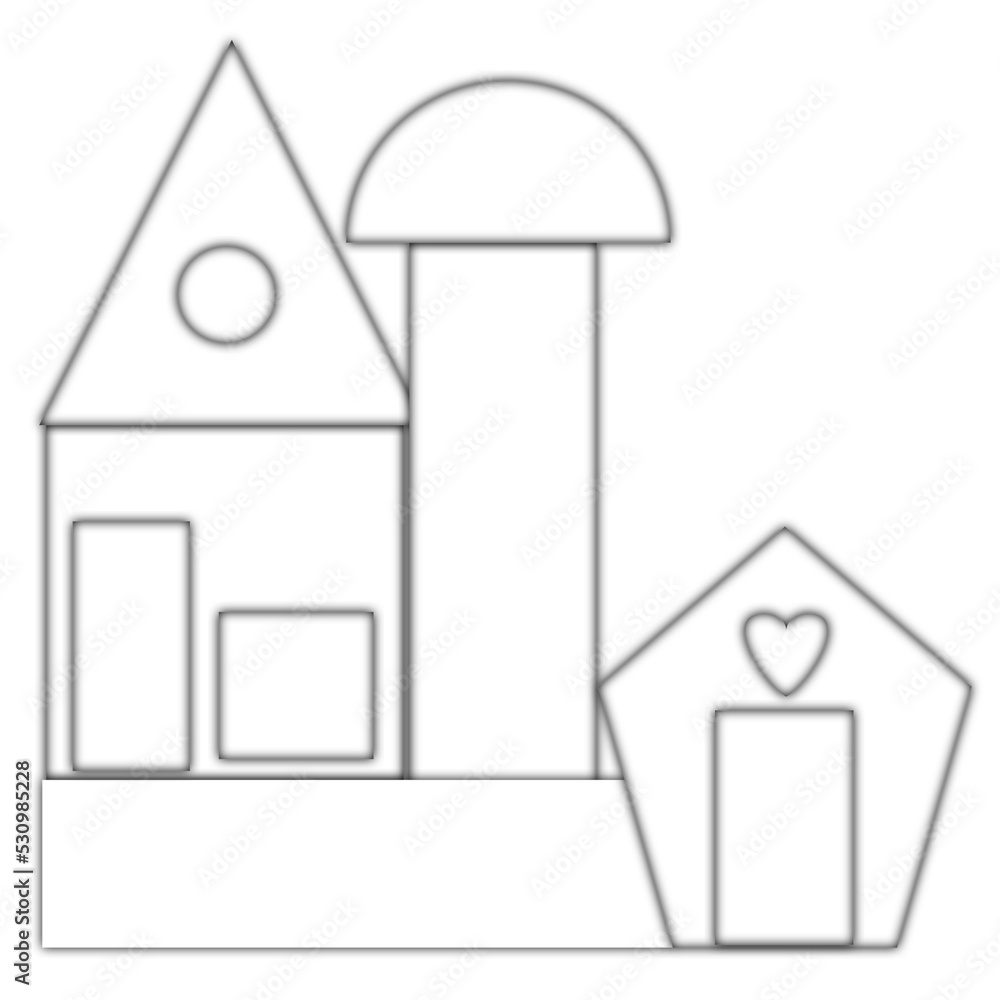 coloring page 2d shapes triangle, rectangle, square heart, pentagon ...