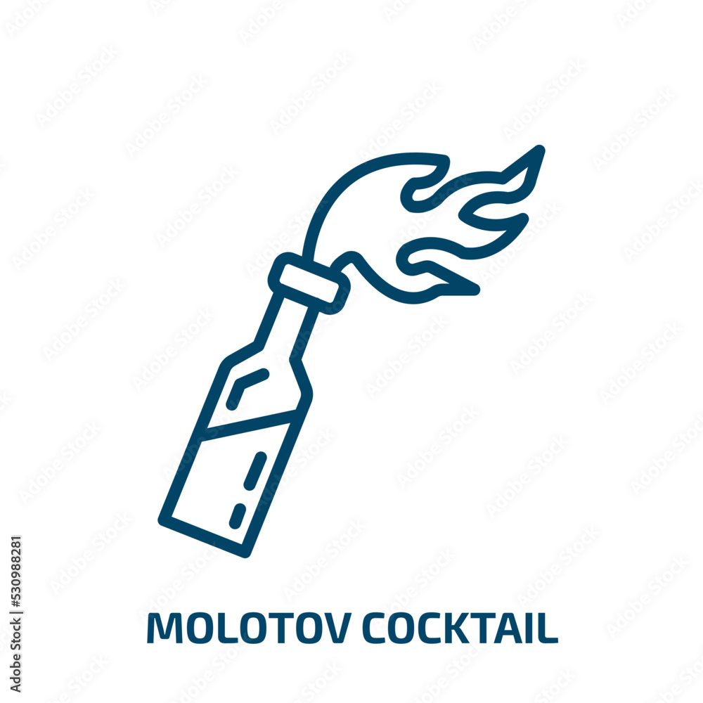 molotov cocktail icon from weapons collection. Thin linear molotov ...