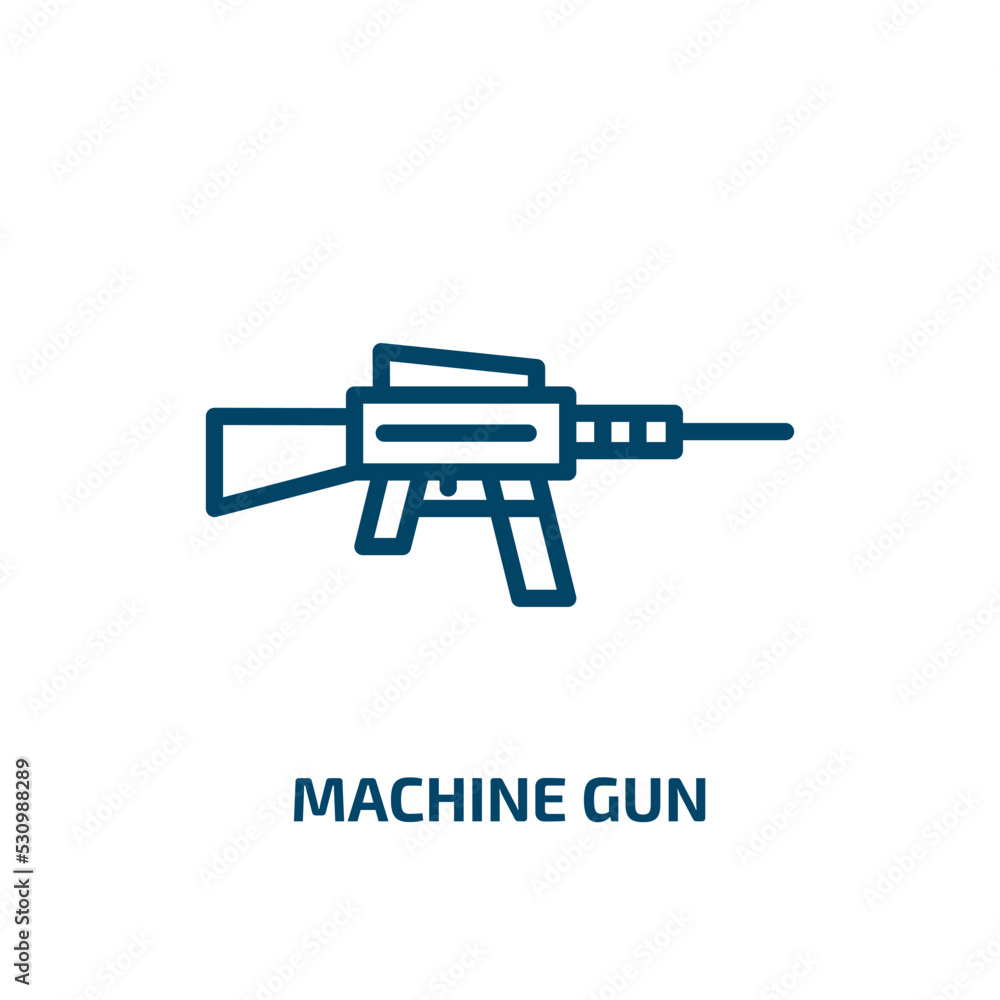 machine gun icon from weapons collection. Thin linear machine gun, gun ...