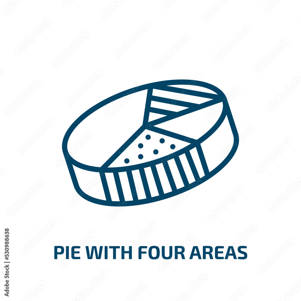 pie with four areas icon from user interface collection. Thin linear pie with four areas, data ...