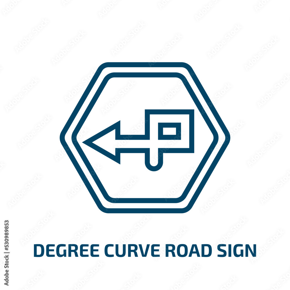 degree curve road sign icon from traffic signs collection. Thin linear ...