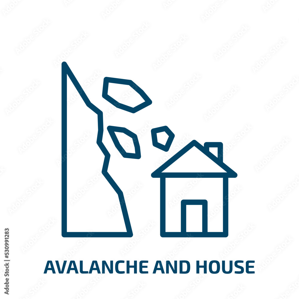 avalanche and house icon from meteorology collection. Thin linear ...