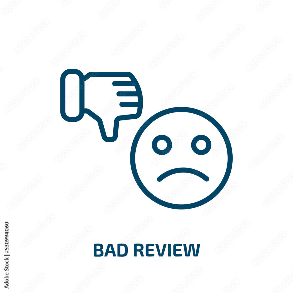 bad review icon from feedback collection. Thin linear bad review, bad ...