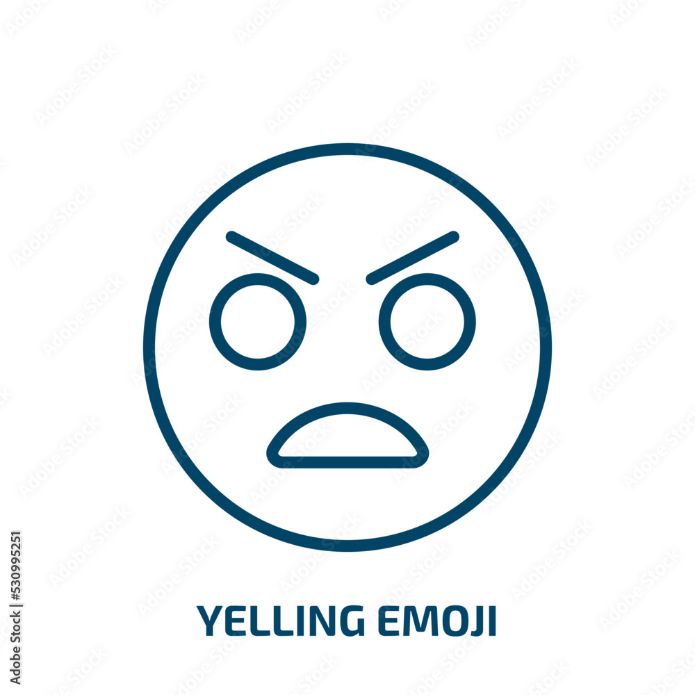 yelling emoji icon from emoji collection. Thin linear yelling emoji ...