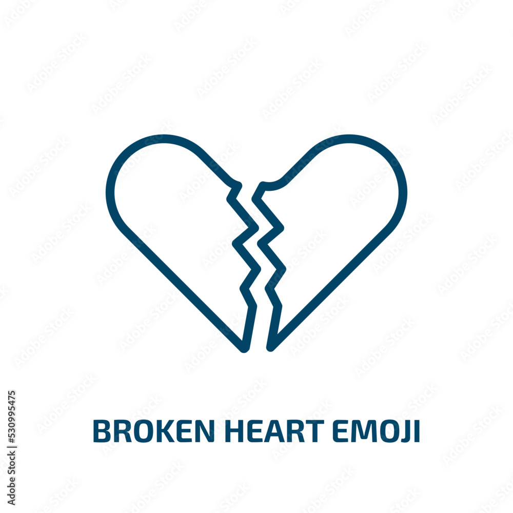 broken heart emoji icon from emoji collection. Thin linear broken heart ...