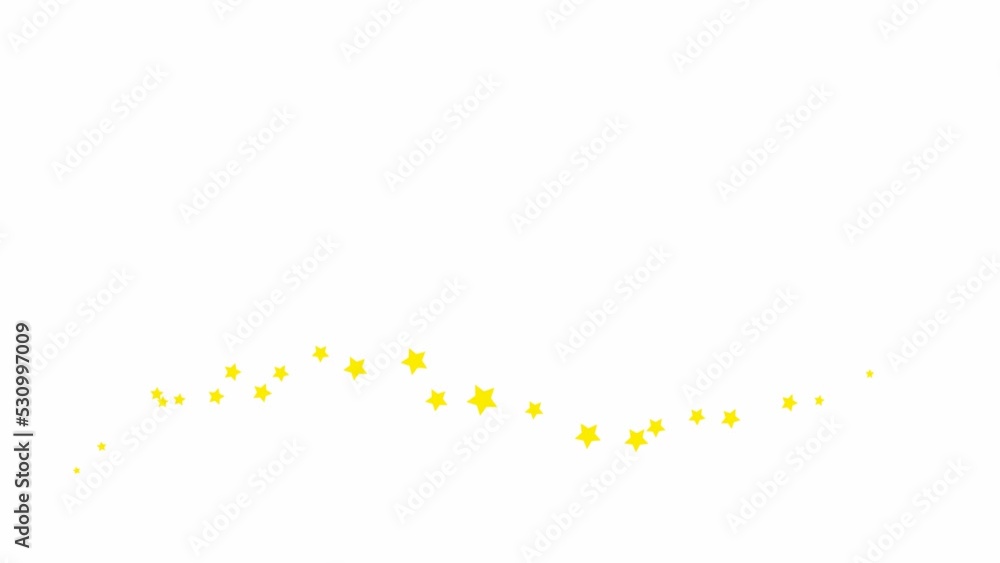 Animated yellow stars fly from left to right. A wave of flying stars ...