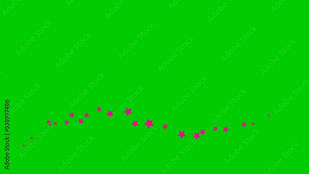 Animated pink stars fly from left to right. A wave of flying stars ...
