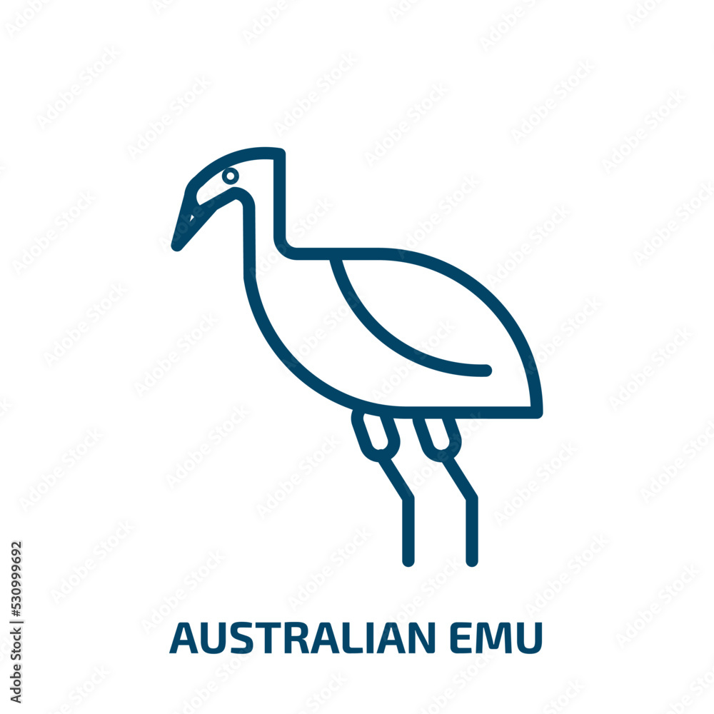 australian emu icon from culture collection. Thin linear australian emu ...