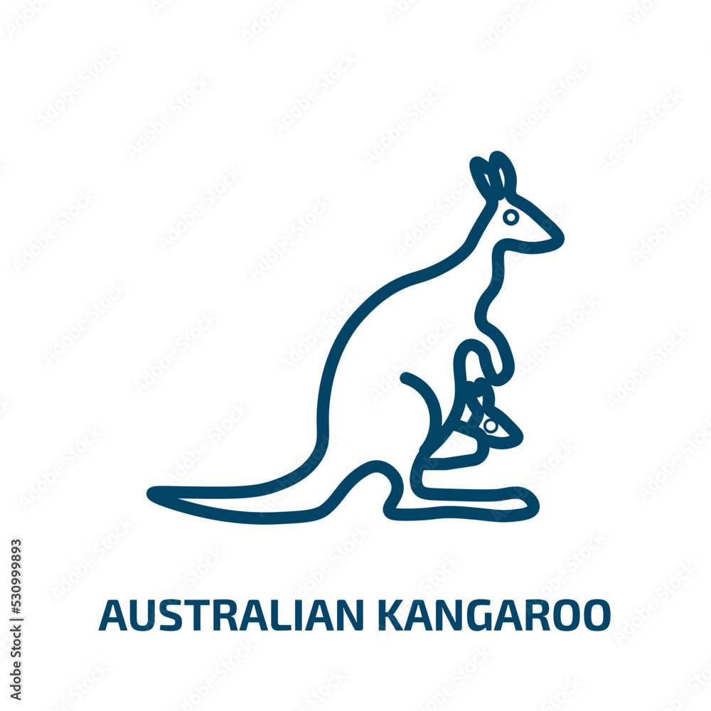 australian kangaroo icon from culture collection. Thin linear ...