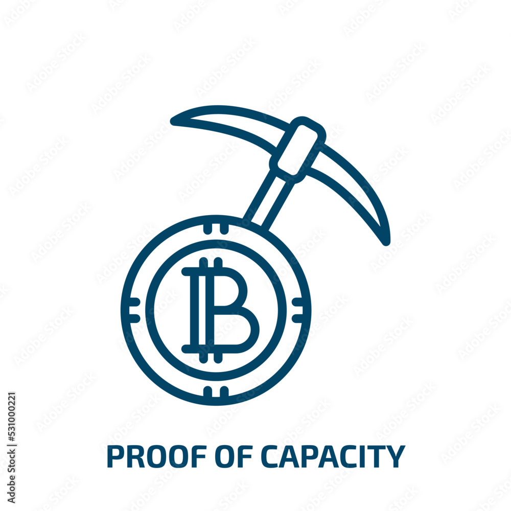 proof of capacity icon from cryptocurrency collection. Thin linear ...