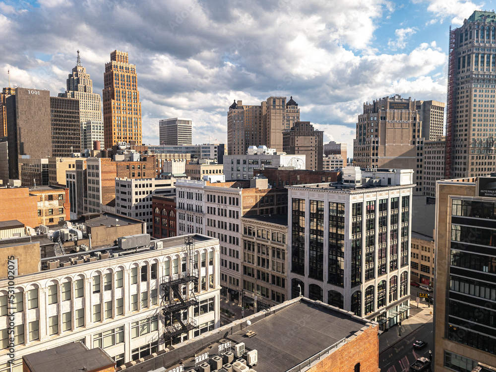 City view of Downtown Detroit Stock Photo | Adobe Stock