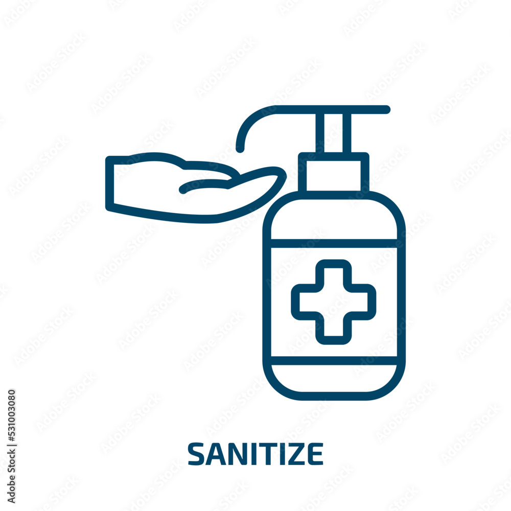 sanitize icon from cleaning collection. Thin linear sanitize, wash ...