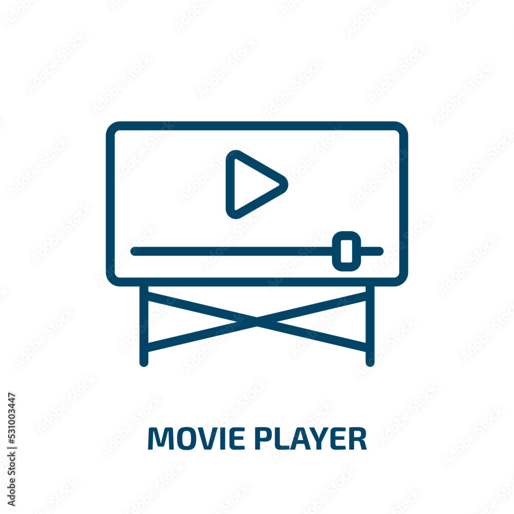 movie player icon from cinema collection. Thin linear movie player ...