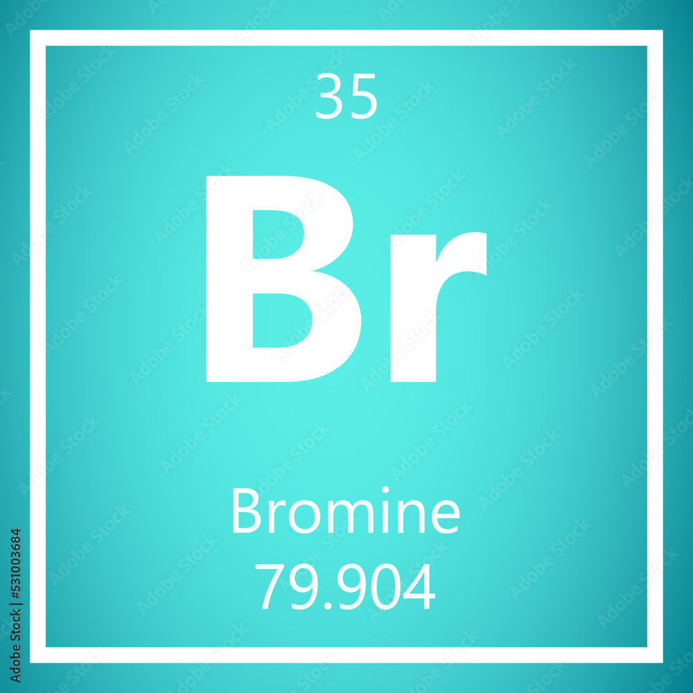 Poster Bromine Br Periodic Table of Elements, Atomic Mass Vector ...