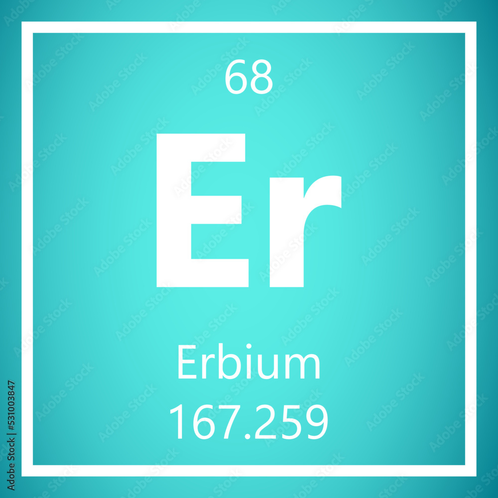 Erbium Er Periodic Table of Elements, Atomic Mass Vector Illustration ...