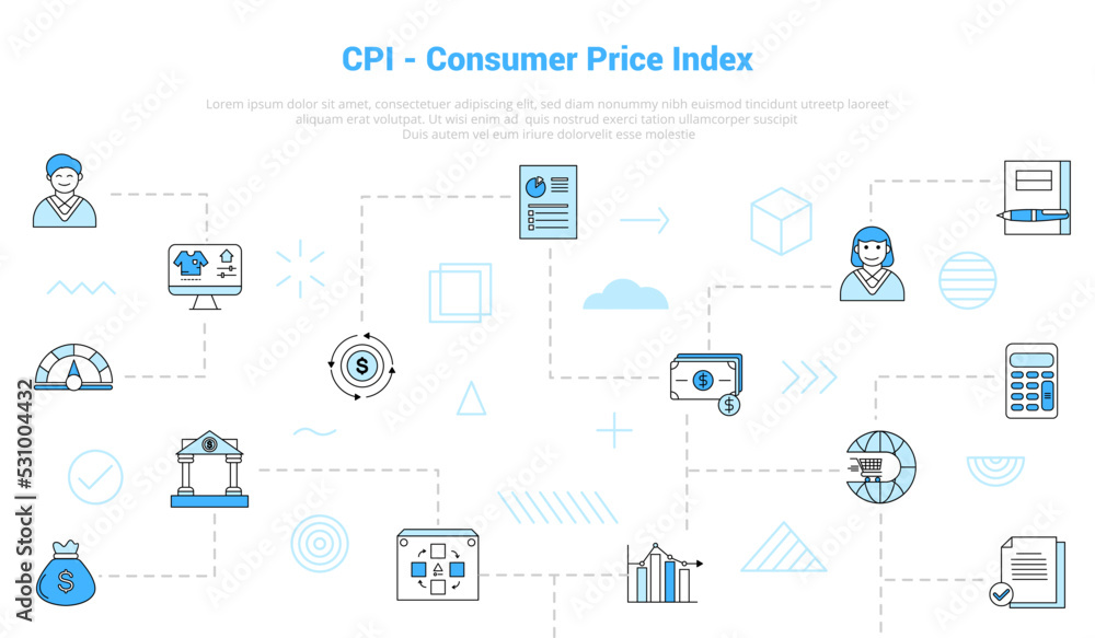 cpi consumer price index concept with icon set template banner with ...