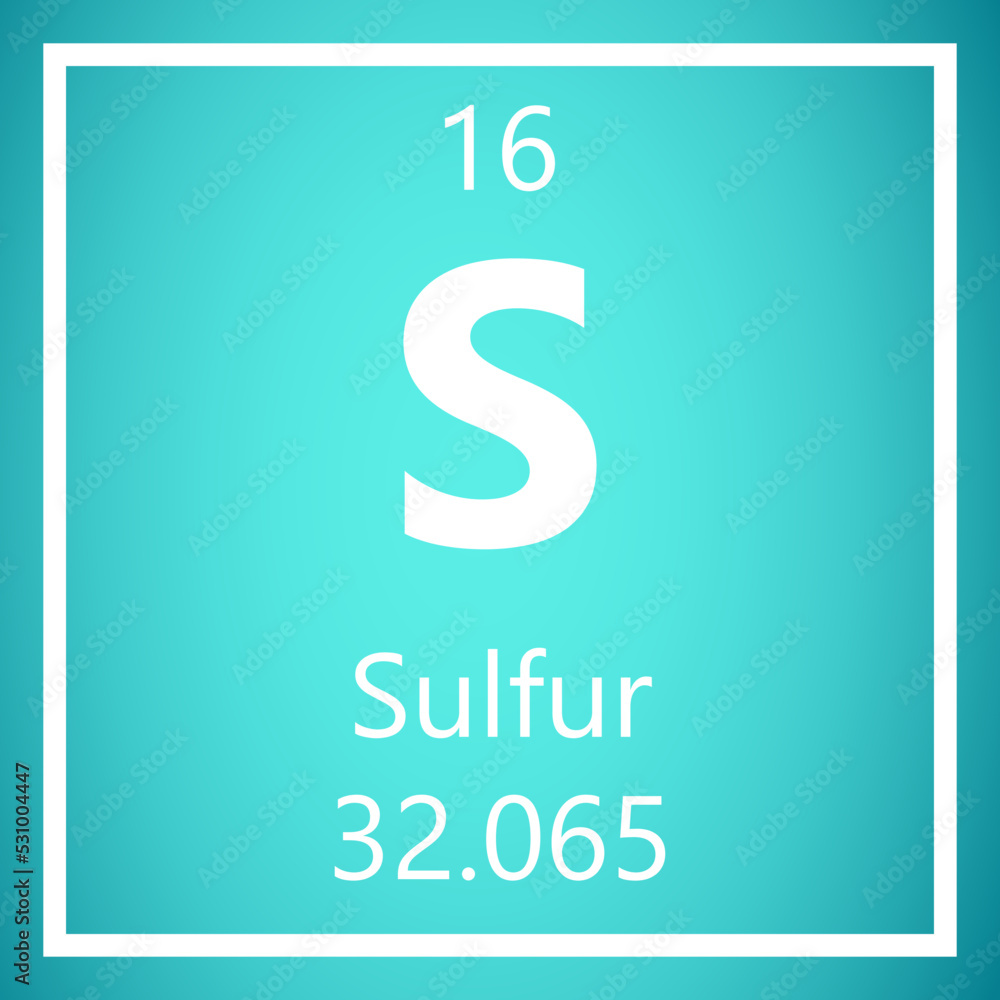 Sulfur S Periodic Table of Elements, Atomic Mass Vector Illustration ...