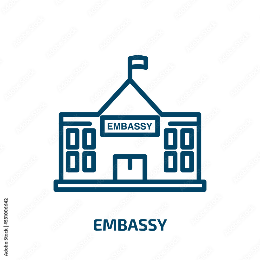 embassy icon from buildings collection. Thin linear embassy, government ...