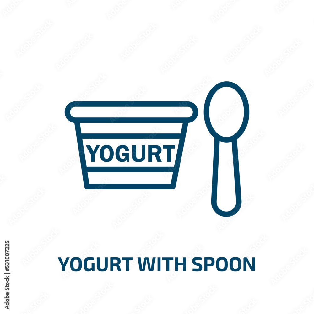 yogurt with spoon icon from bistro and restaurant collection. Thin ...