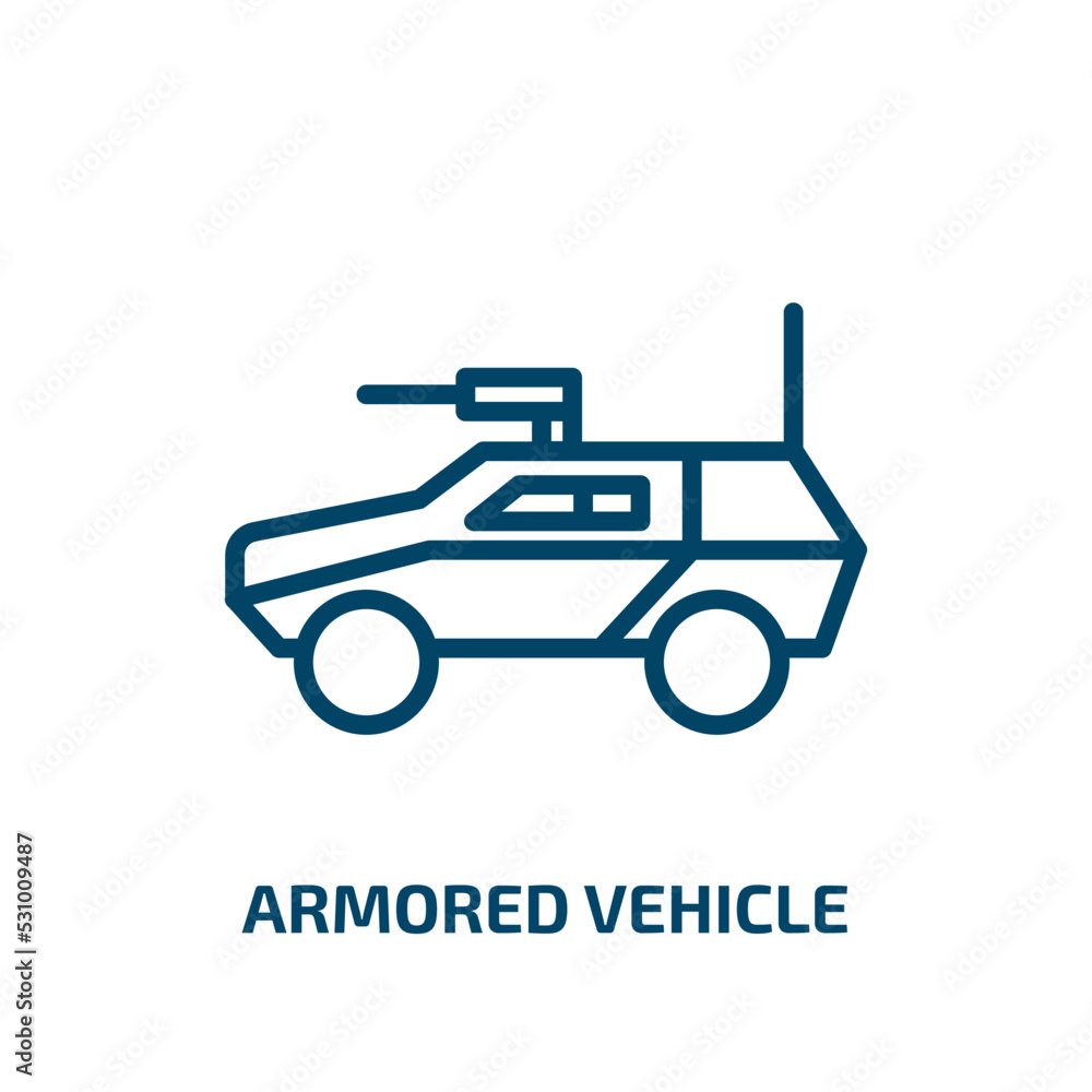armored vehicle icon from army and war collection. Thin linear armored ...