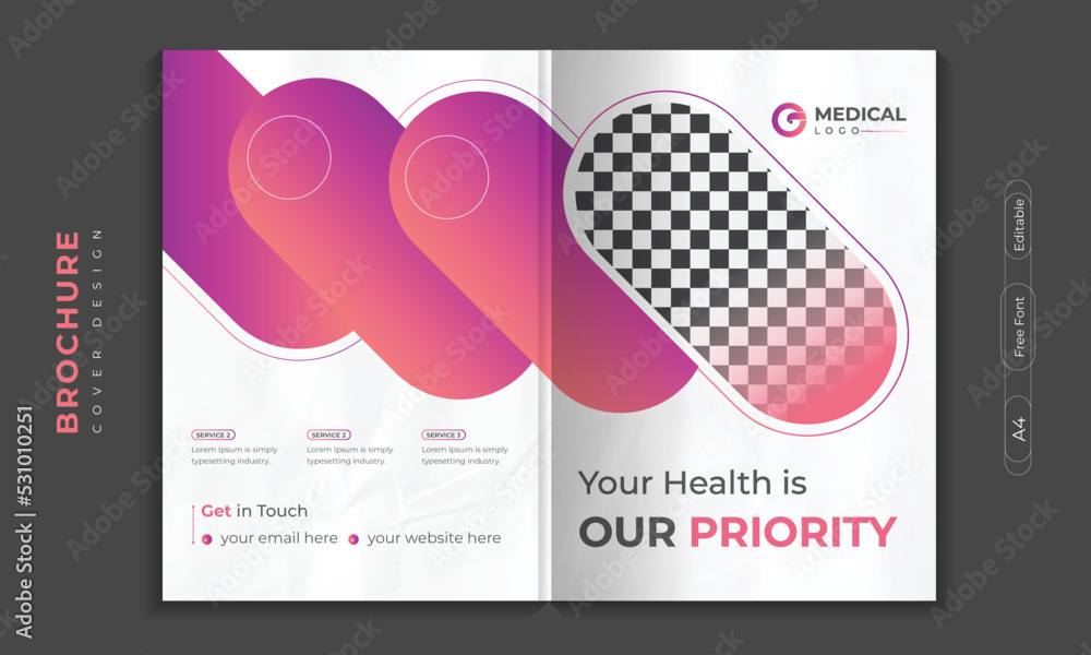 Medical Brochure cover design or profile template set for healthcare ...