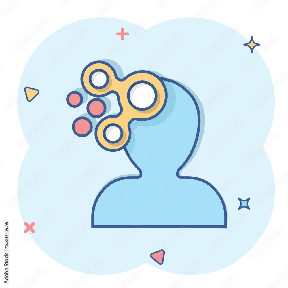 Mind people icon in comic style. Human frustration vector cartoon ...