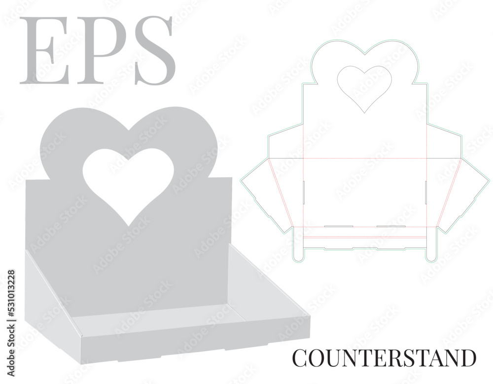 Vetor do Stock: Counter stand with heart, vector with die cut, laser ...