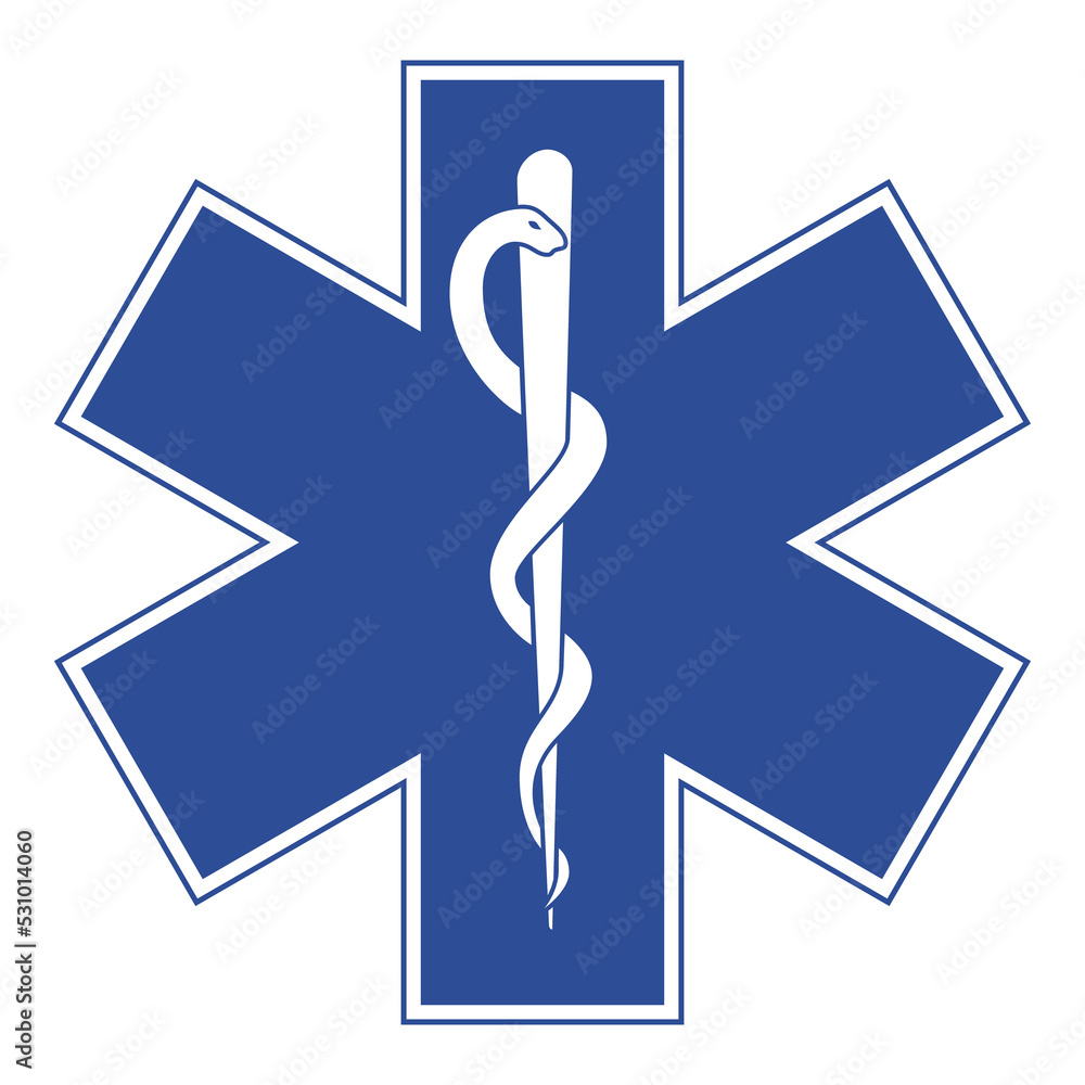 Logo ambulancia y paramédico. Símbolo caduceo con silueta de culebra ...