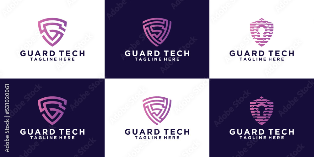 collection of security badges, technology security, data security Stock ...