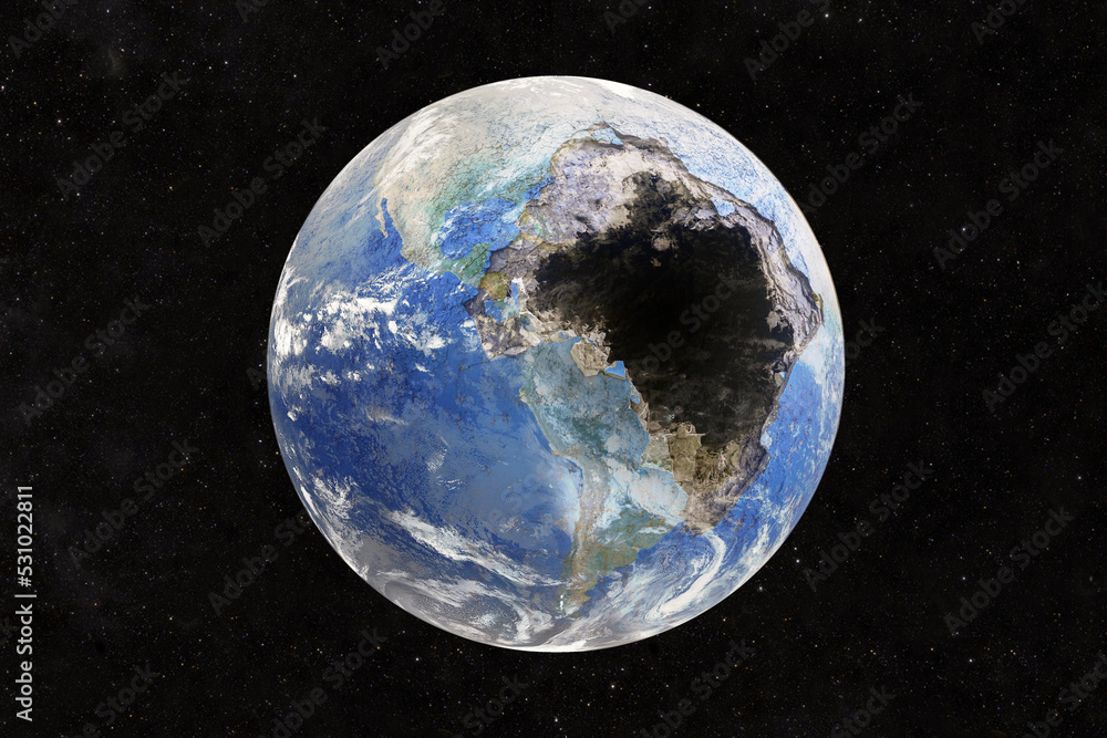 Collision of planets in space. Elements of this image furnished by NASA ...